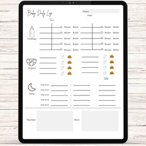 Digital, Printable, Daily Baby Tracker, Baby Daily Log, Infant Tracker ...