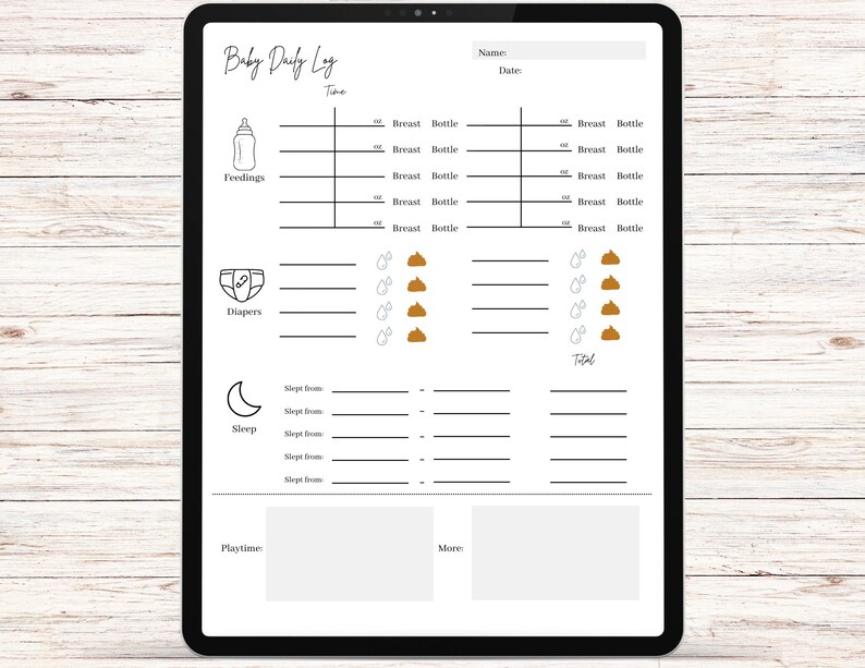 Digital, Printable, Daily Baby Tracker, Baby Daily Log, Infant Tracker ...