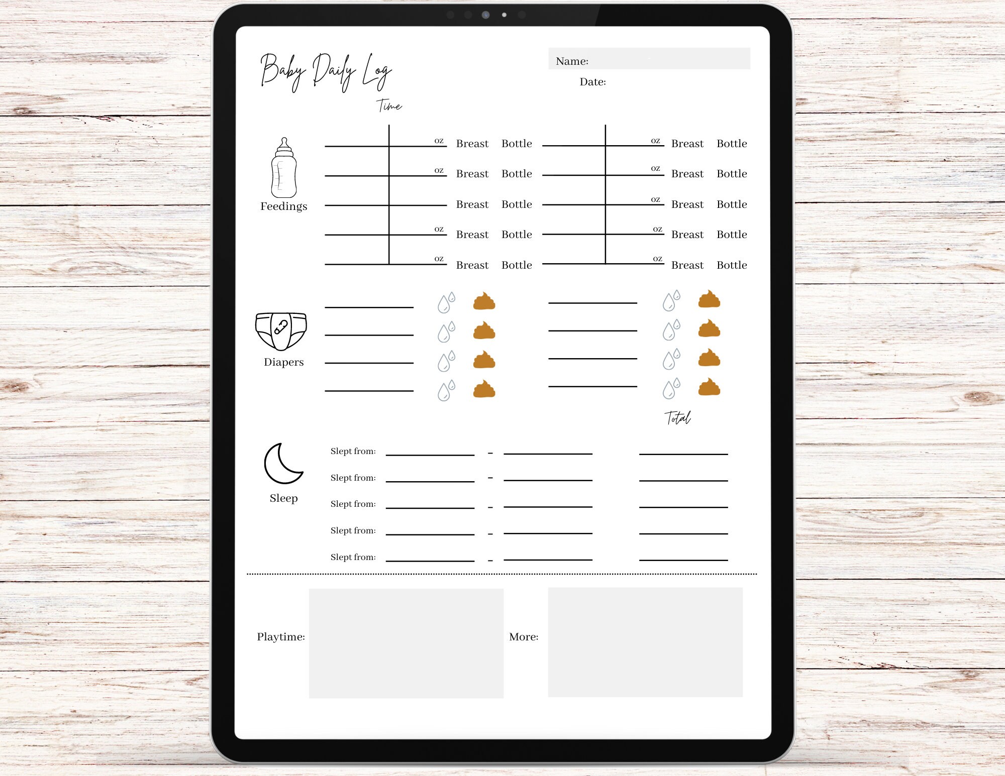 Digital, Printable, Daily Baby Tracker, Baby Daily Log, Infant Tracker ...