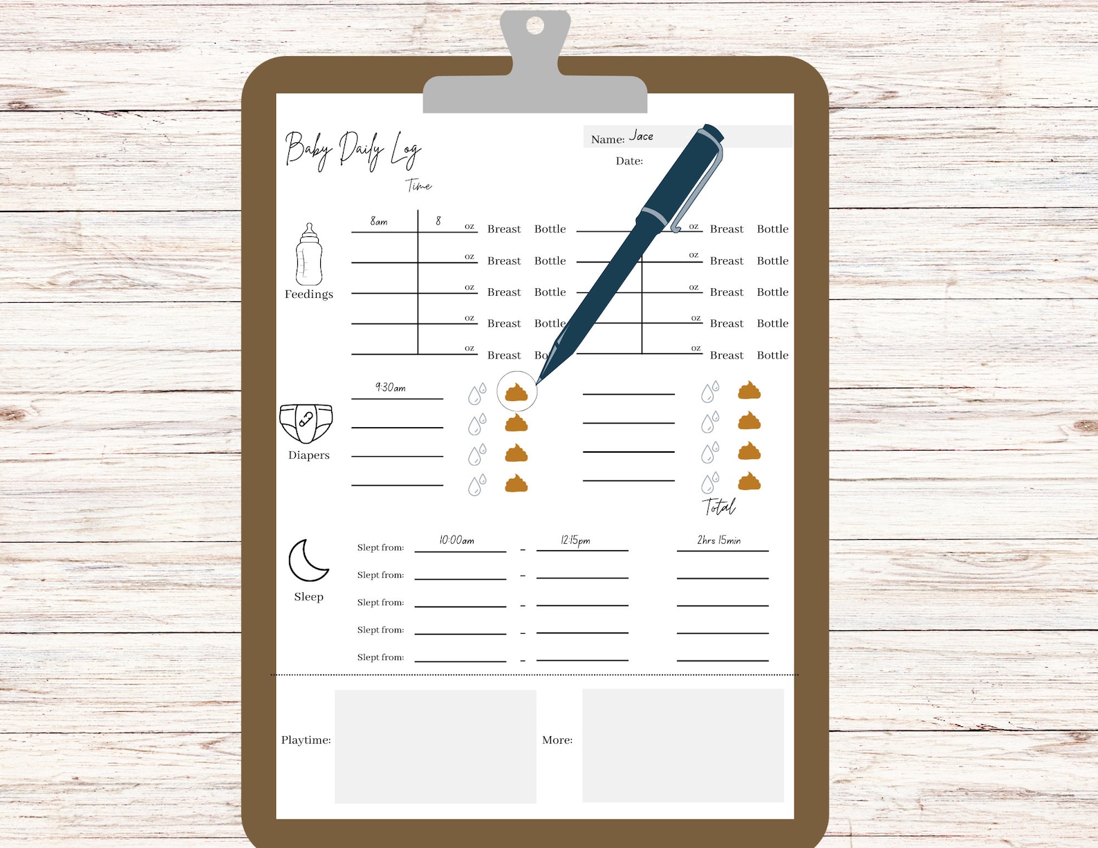 Digital, Printable, Daily Baby Tracker, Baby Daily Log, Infant Tracker ...