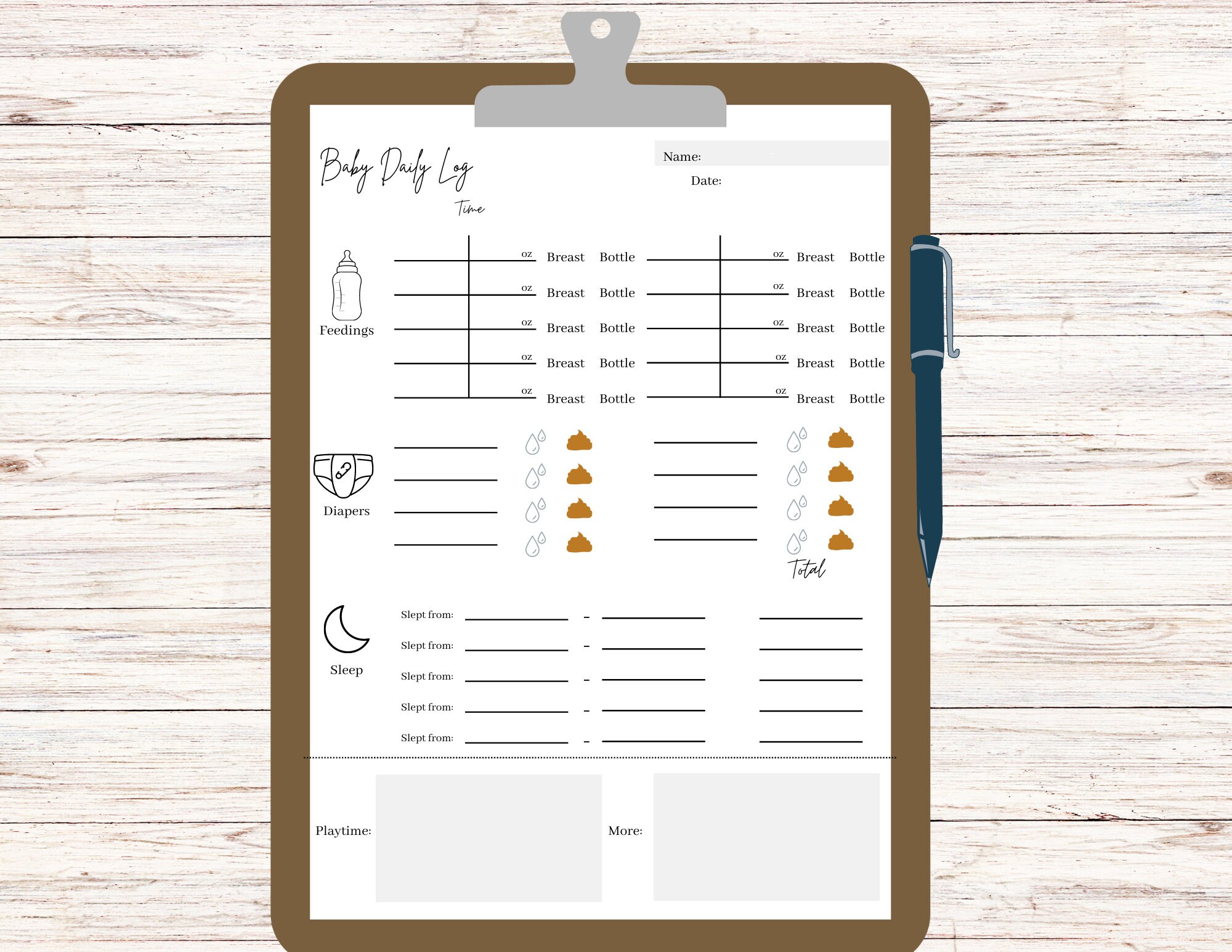 Digital, Printable, Daily Baby Tracker, Baby Daily Log, Infant Tracker ...