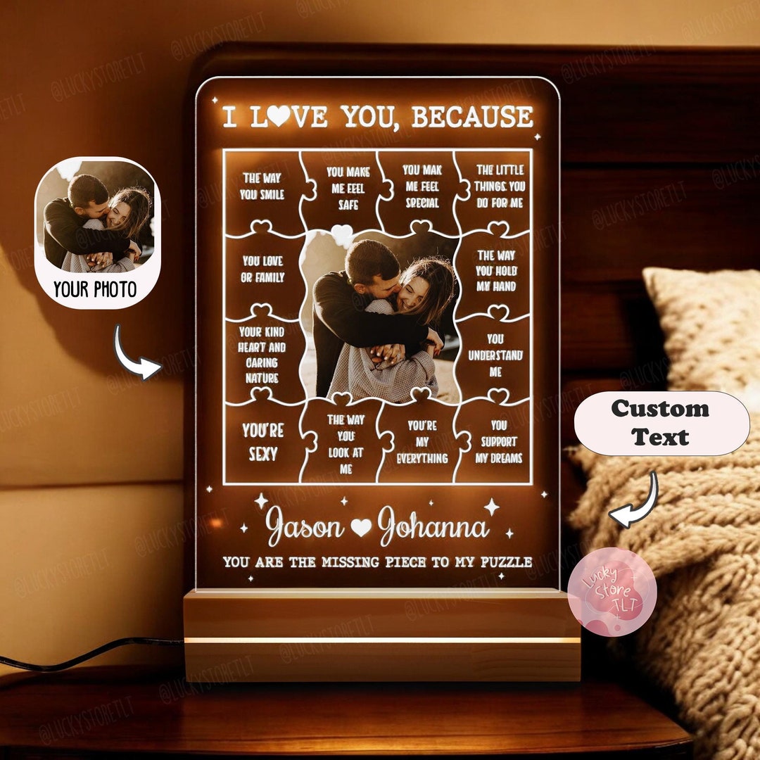 Personalized Reasons I Love You Photo Night Light, Romantic Gift for ...