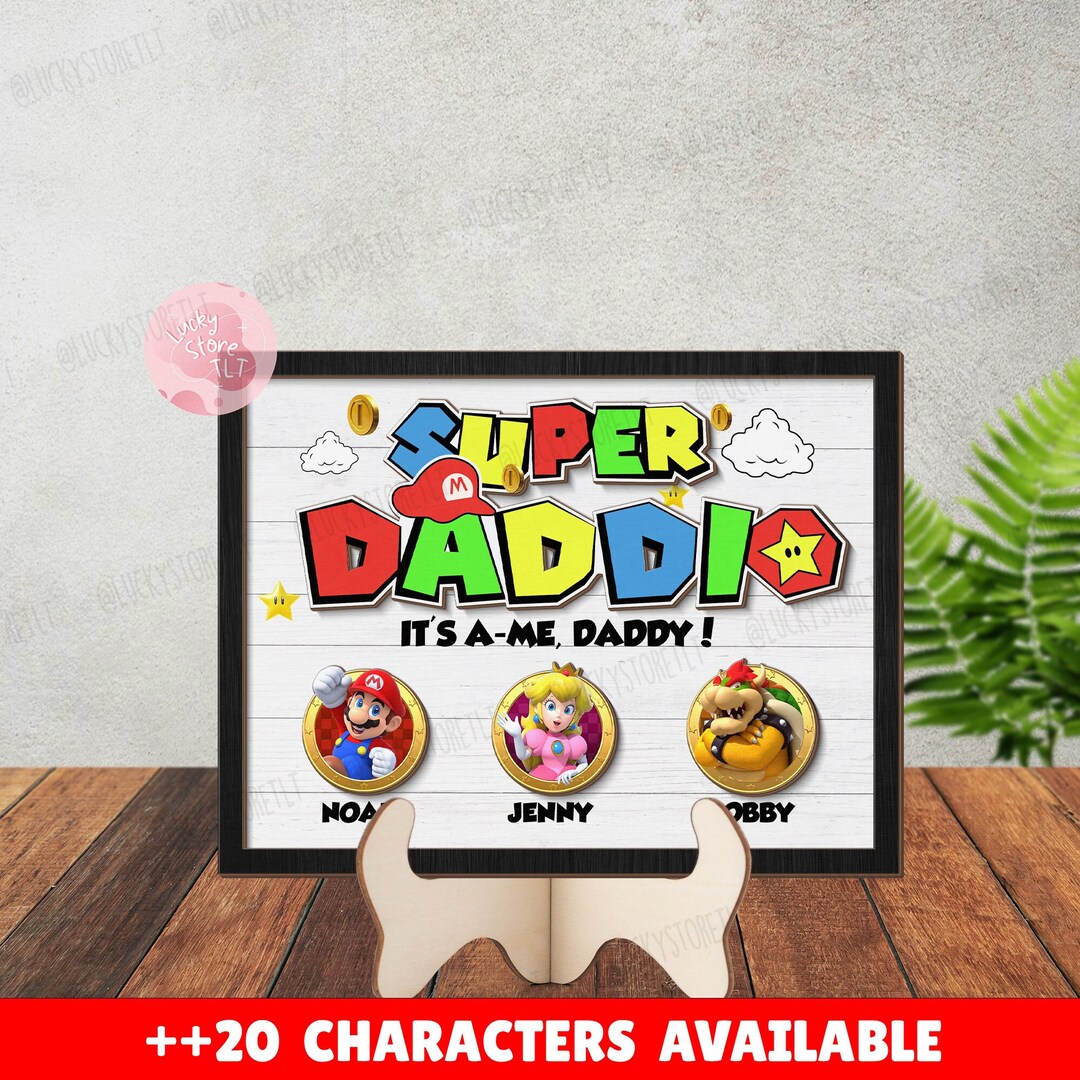 Personalized Funny Super Daddio Mommio Sign, Custom Kids Photo Sign ...