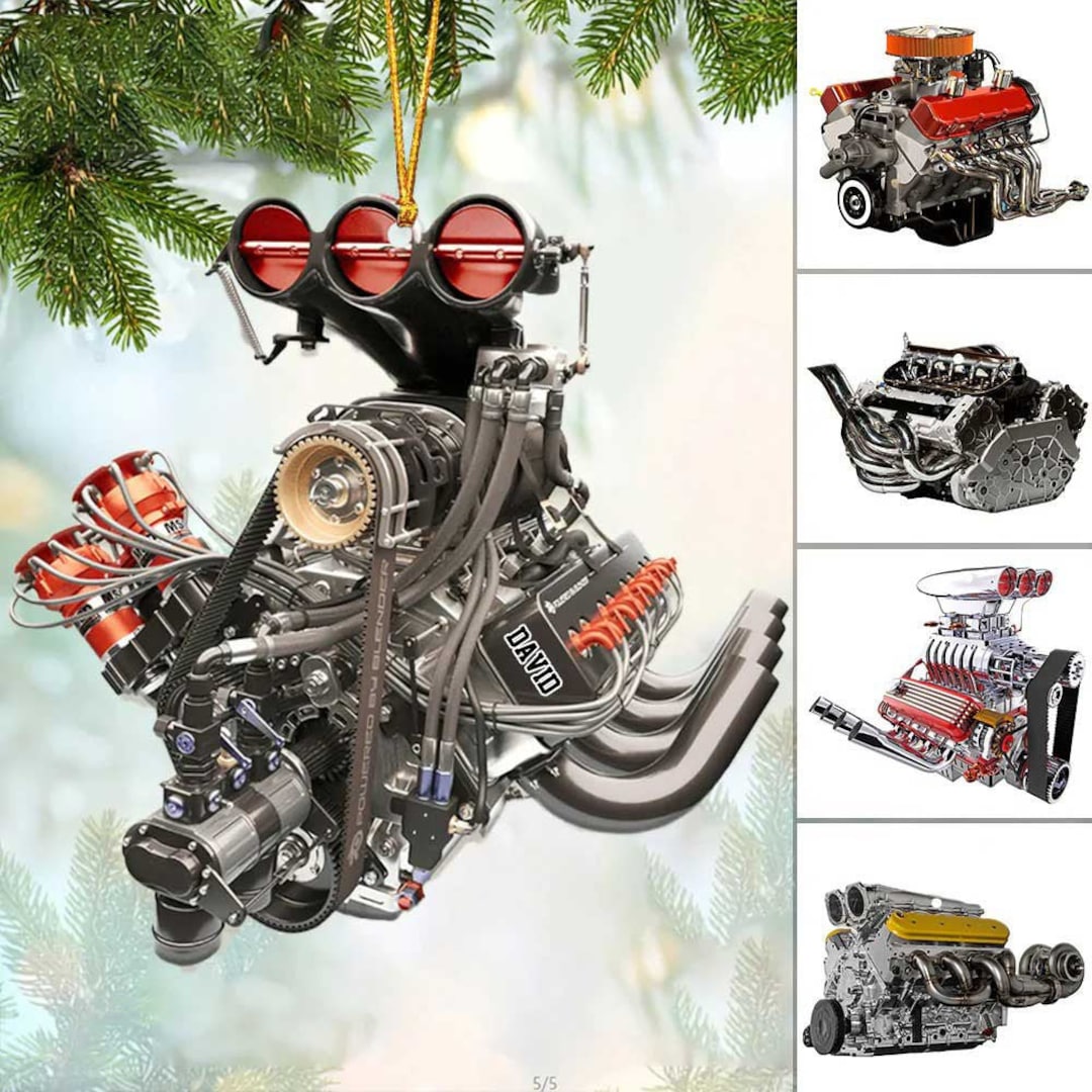 Drag Racing Hot Rod V8 Engine, Custom Drag Racing Ornament, Christmas ...