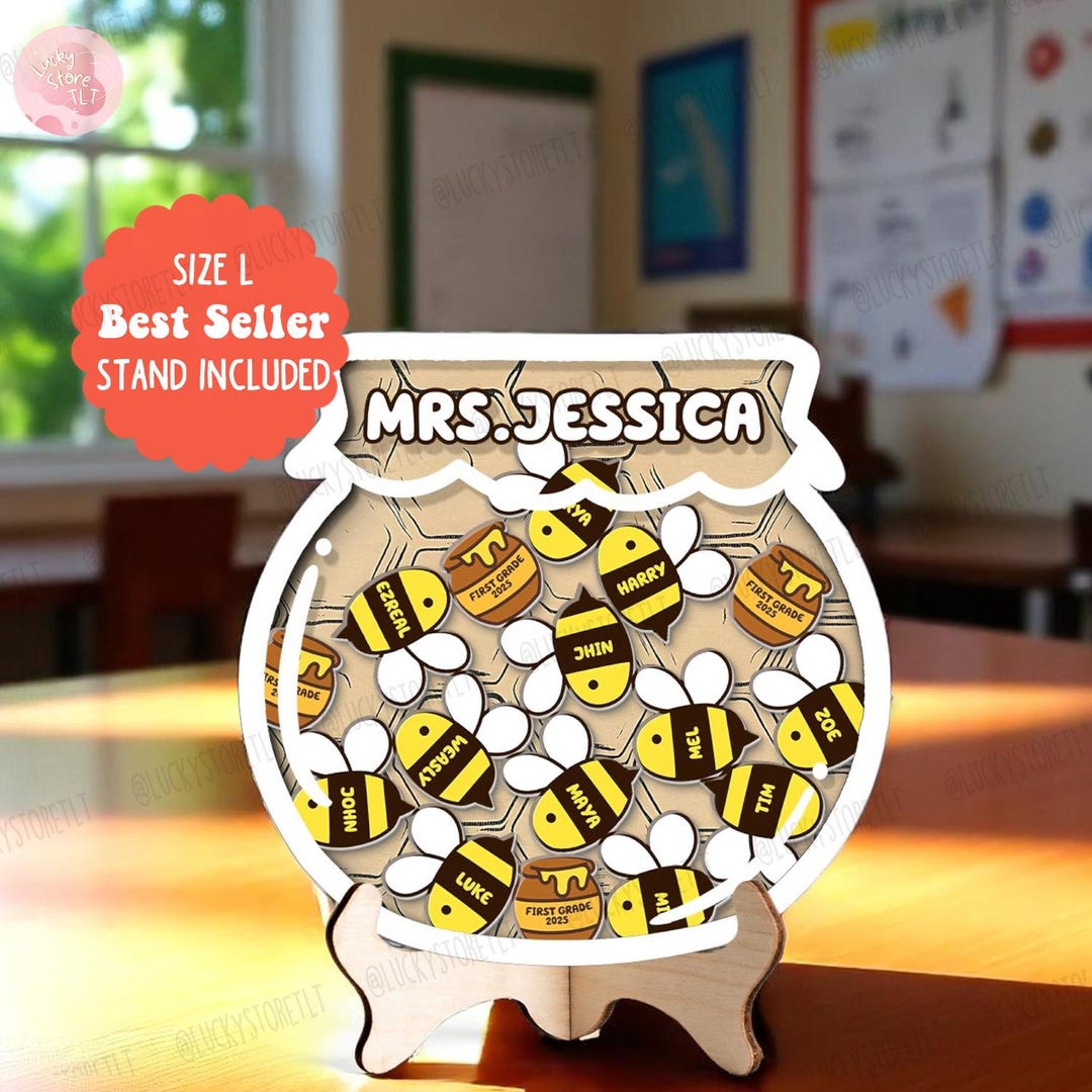 Personalized Back to School Bee Reward Jar, Colorful Classroom Decor ...