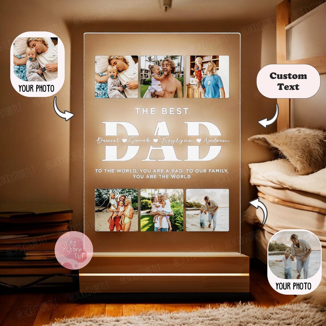 Personalized Night Light Dad Gifts, Custom Photo Night Light for Dad ...