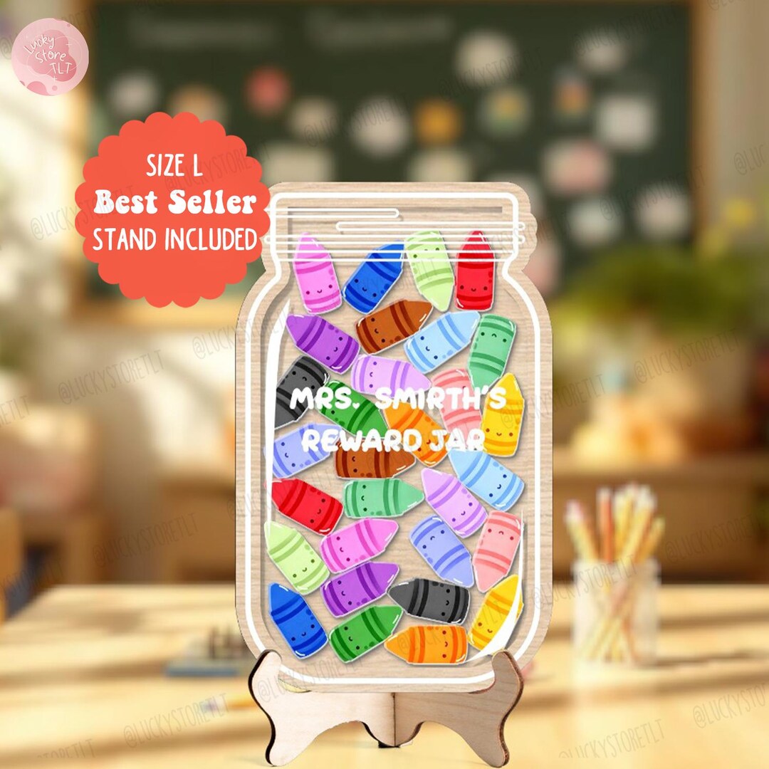 Custom Crayon Reward Jar, Teacher With Students Name Jar, Back to ...