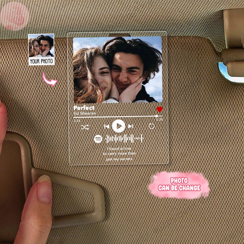 Personalized Spotify Car Visor Clip, Custom Anniversary Photo Song ...
