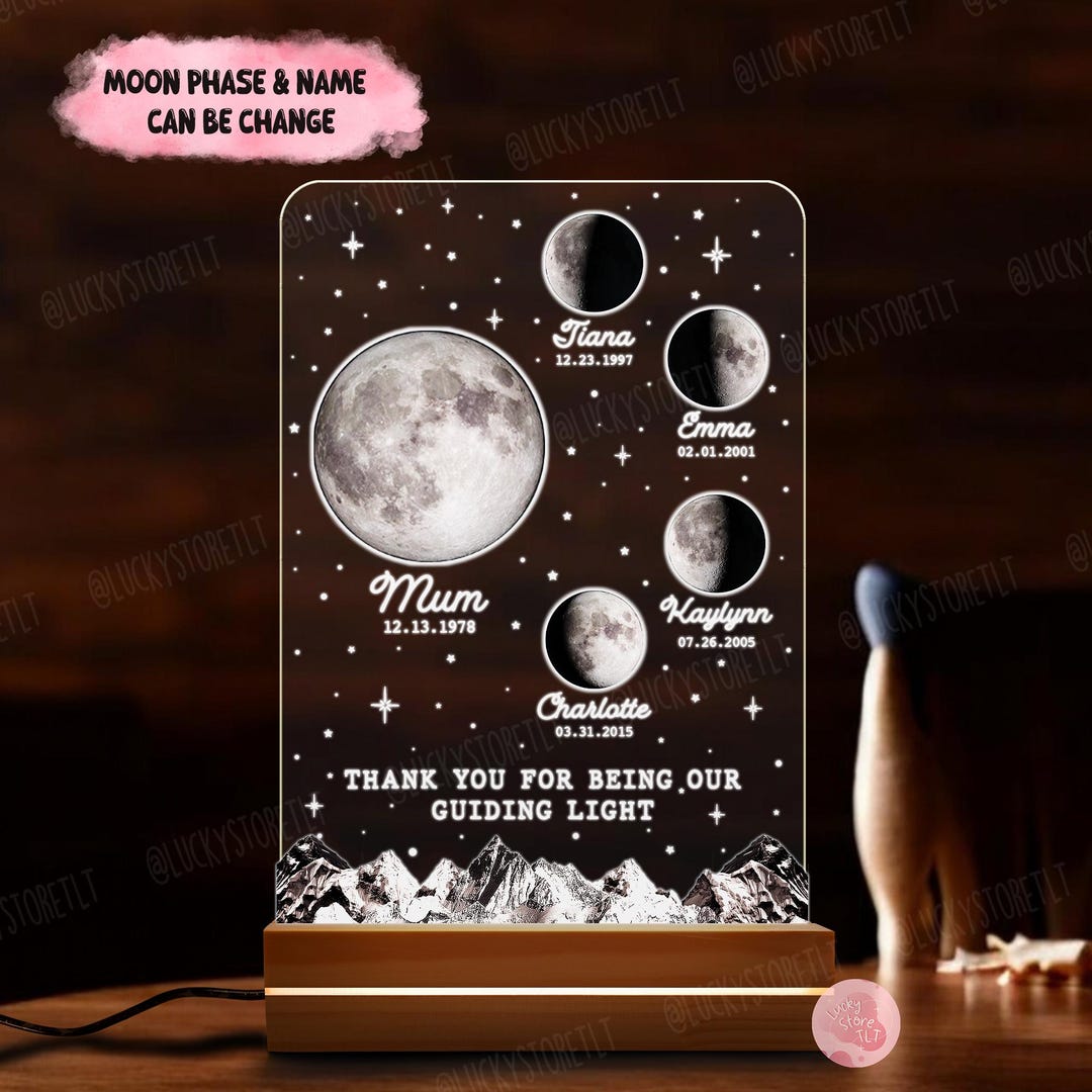 Personalized Moons Phase With Kids Names, Gift for Mom, Moon Phase by ...
