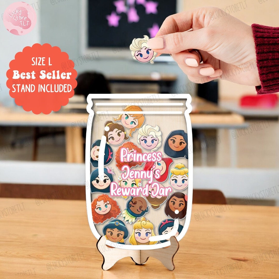 Personalized Disney Princess Reward Jar for Kids, Disney Princess Head ...