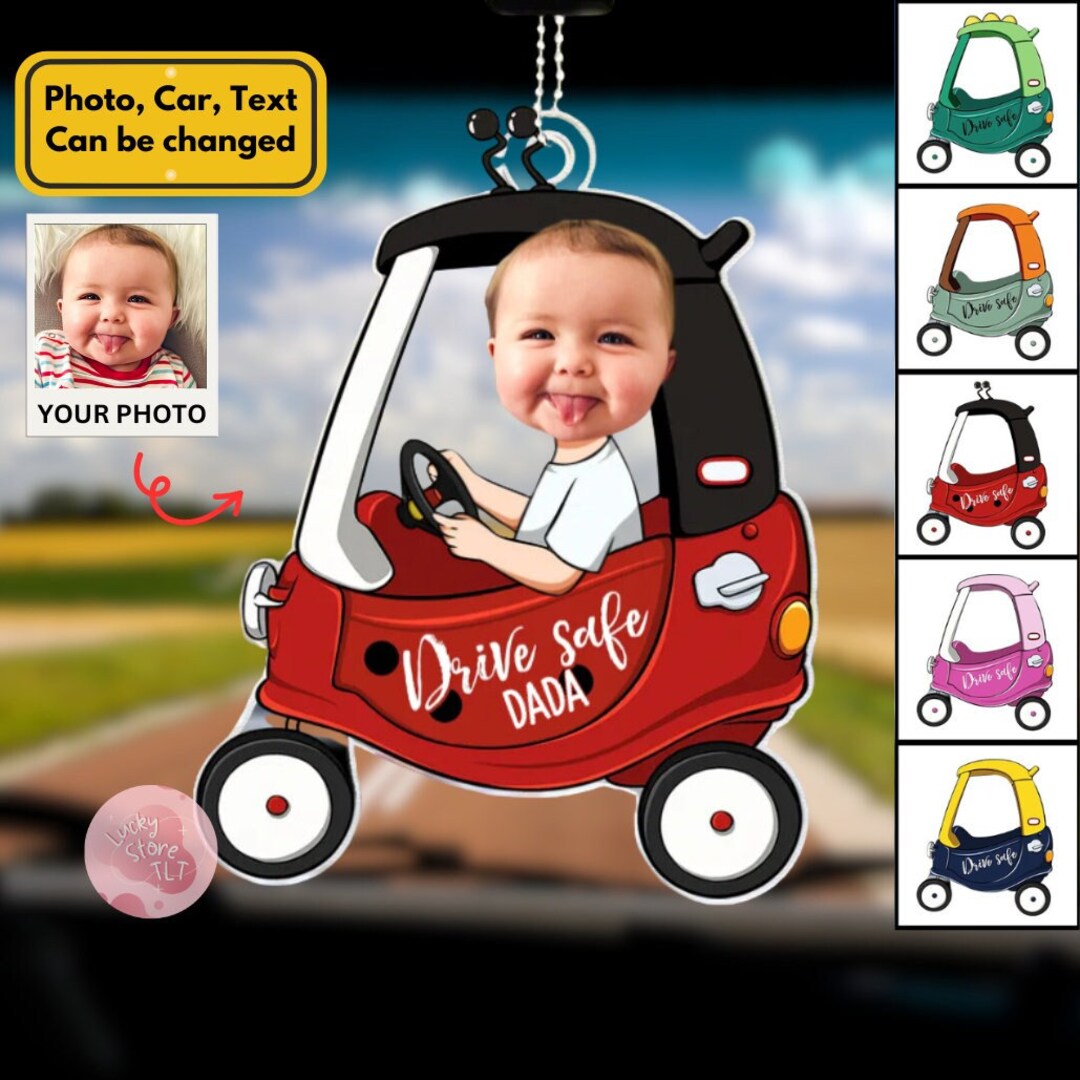 Custom Car Photo Ornament, Drive Safe Daddy Car Hanger, Drive Safe ...