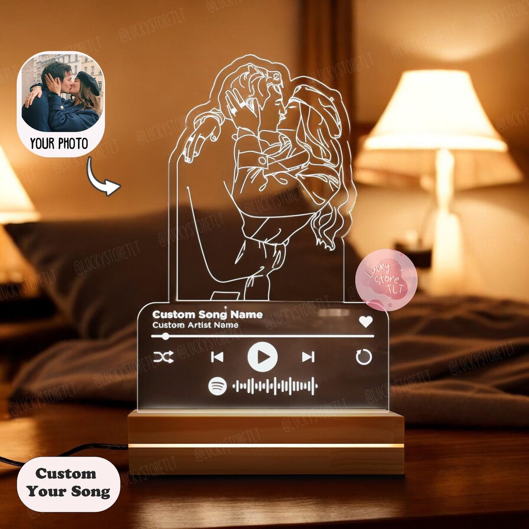 Personalized Night Light Custom Couple Gift, Custom Music Night Light ...