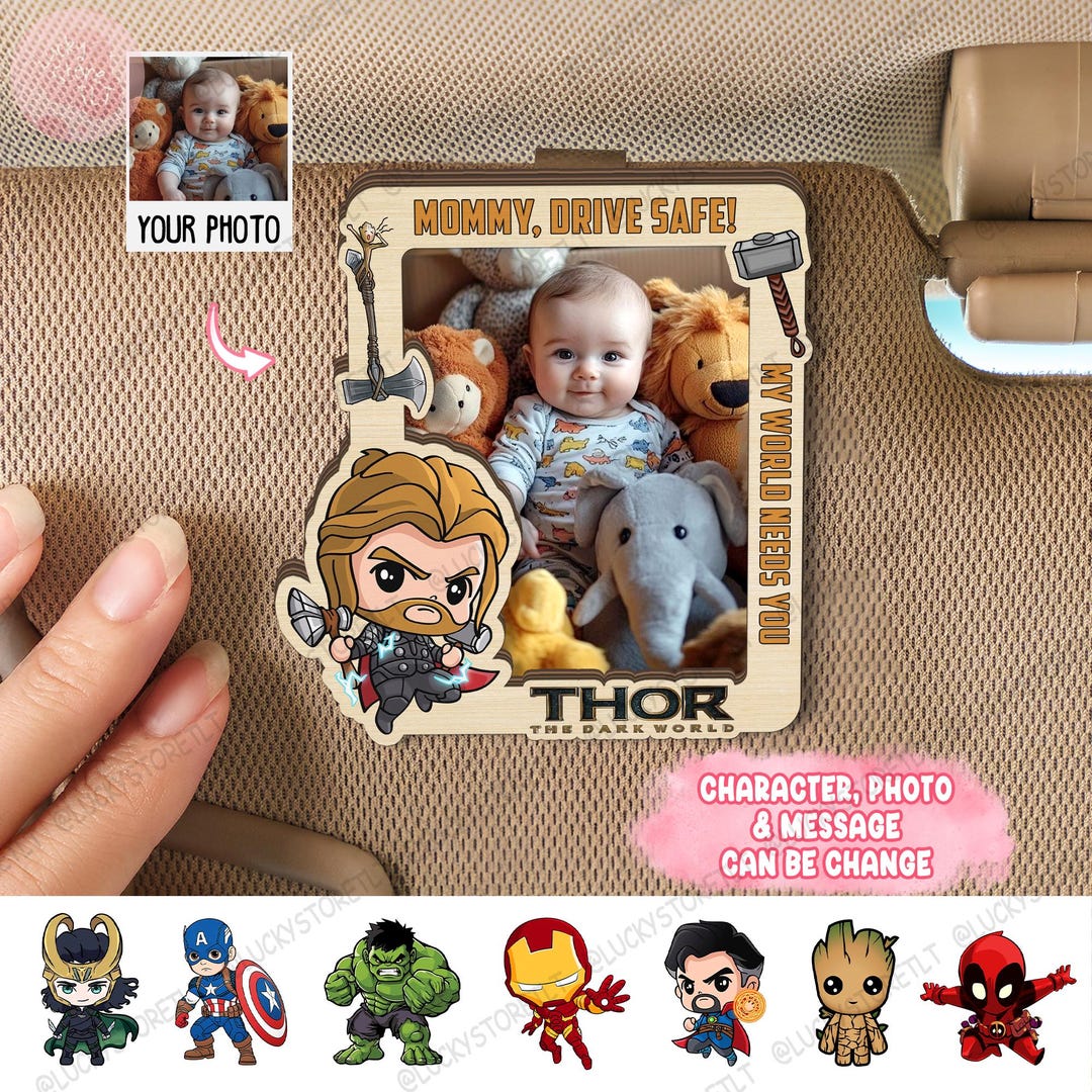 Personalized Drive Safe Daddy Superhero Visor Clip for Car, Photo ...