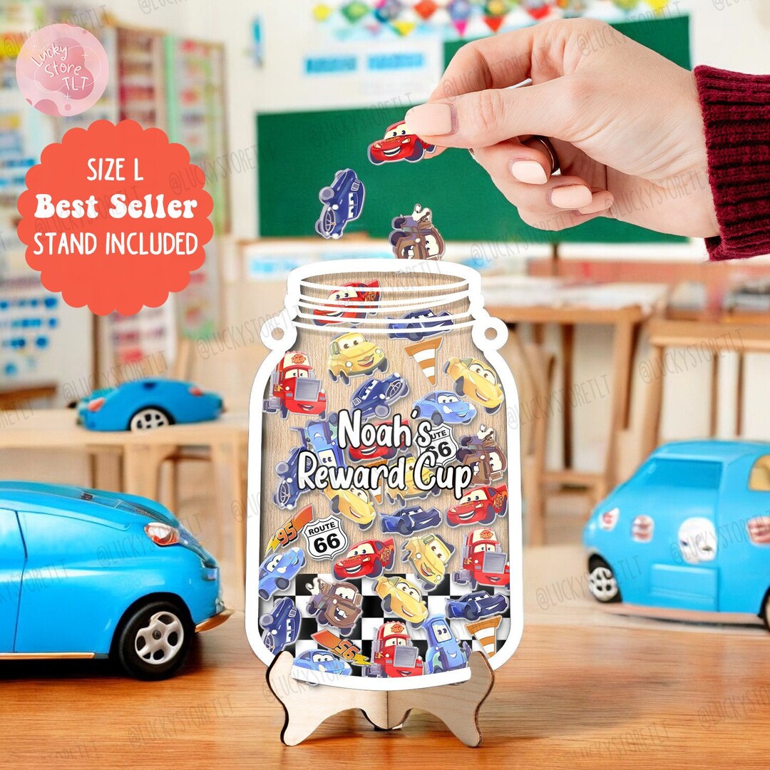 Personalized Disney Pixar Cars Reward Jar for Kids, Lightning Mcqueen ...