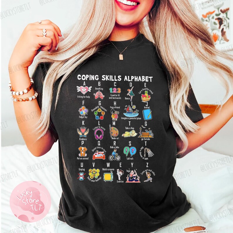 ABC Coping Skills, Coping Skill Alphabet Shirt, School Counselor Shirt ...