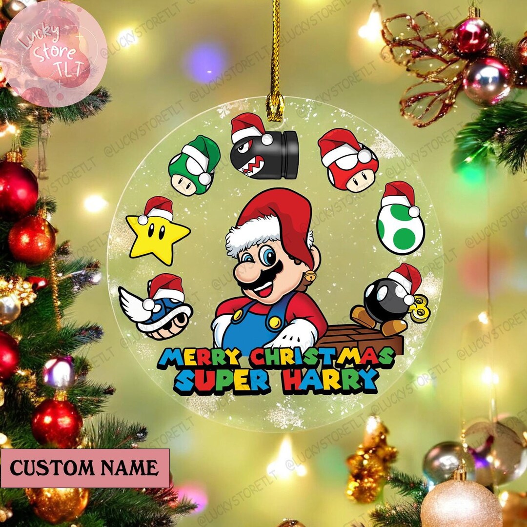 Personalized Super Mario Acrylic Christmas Ornament, Custom Name Mario ...