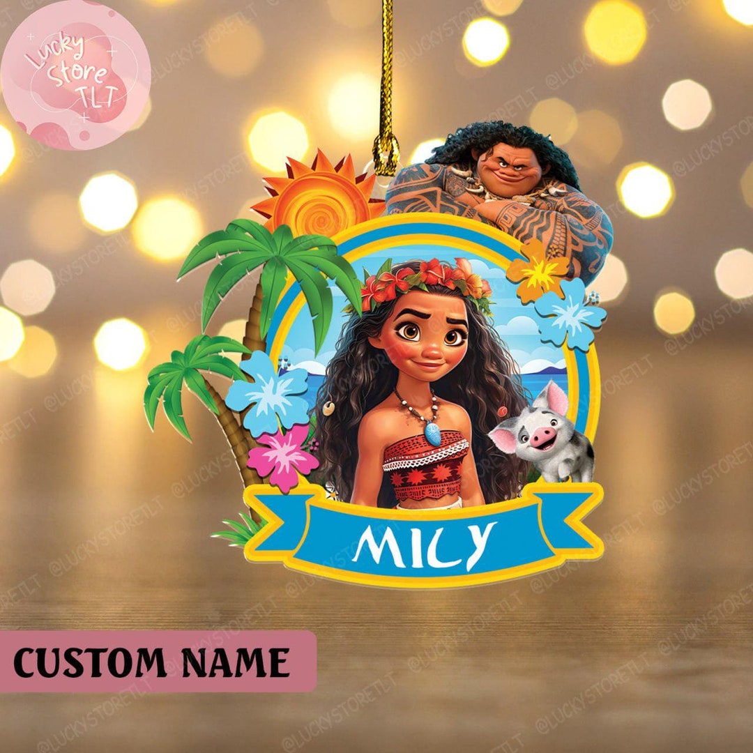 Personalized Disney Princess Moana Christmas Ornament, Custom Name Kid ...