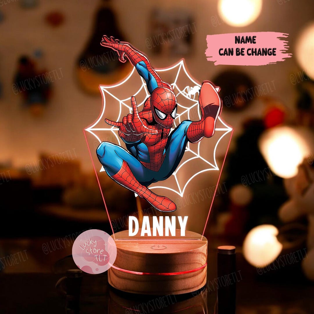 Personalized Spider-man Night Light, Custom Name Night Light, Superhero ...