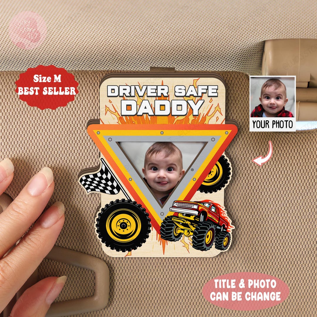 Personalized Drive Safe Dad's Truck Car Visor Clip, Custom Photo Drive ...