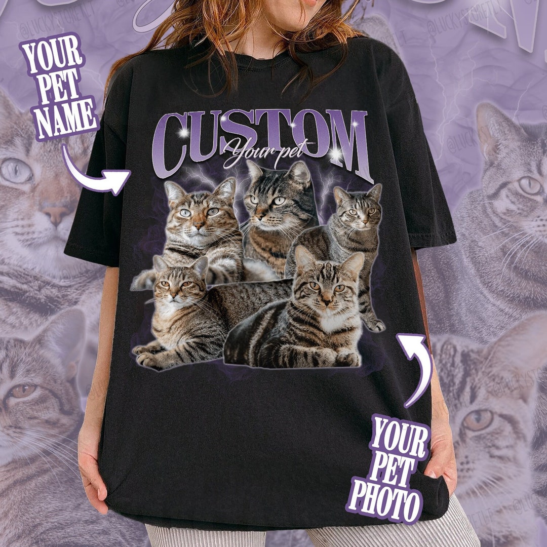 CUSTOM Bootleg Rap PET Shirt, Custom Pet, Custom Photo Vintage Graphic ...