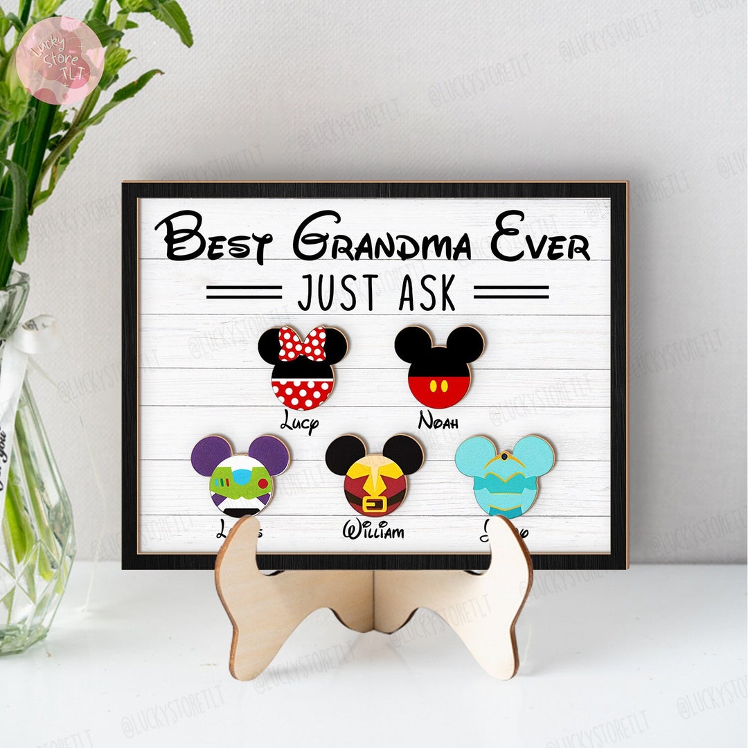 Personalized Disney Best Mom Grandma Ever Wooden Sign, Custom Disney ...