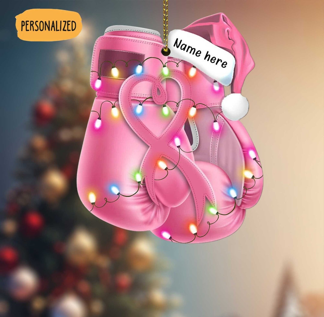 Pink Boxing Gloves - Personalized Christmas Ornament - Christmas Gifts ...