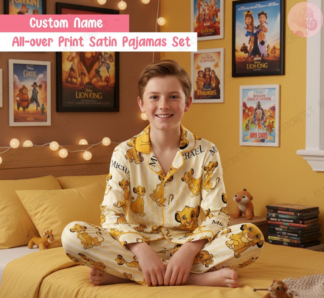 Personalized Disney Lion King Kids Satin Pajamas Set, Custom Name All ...