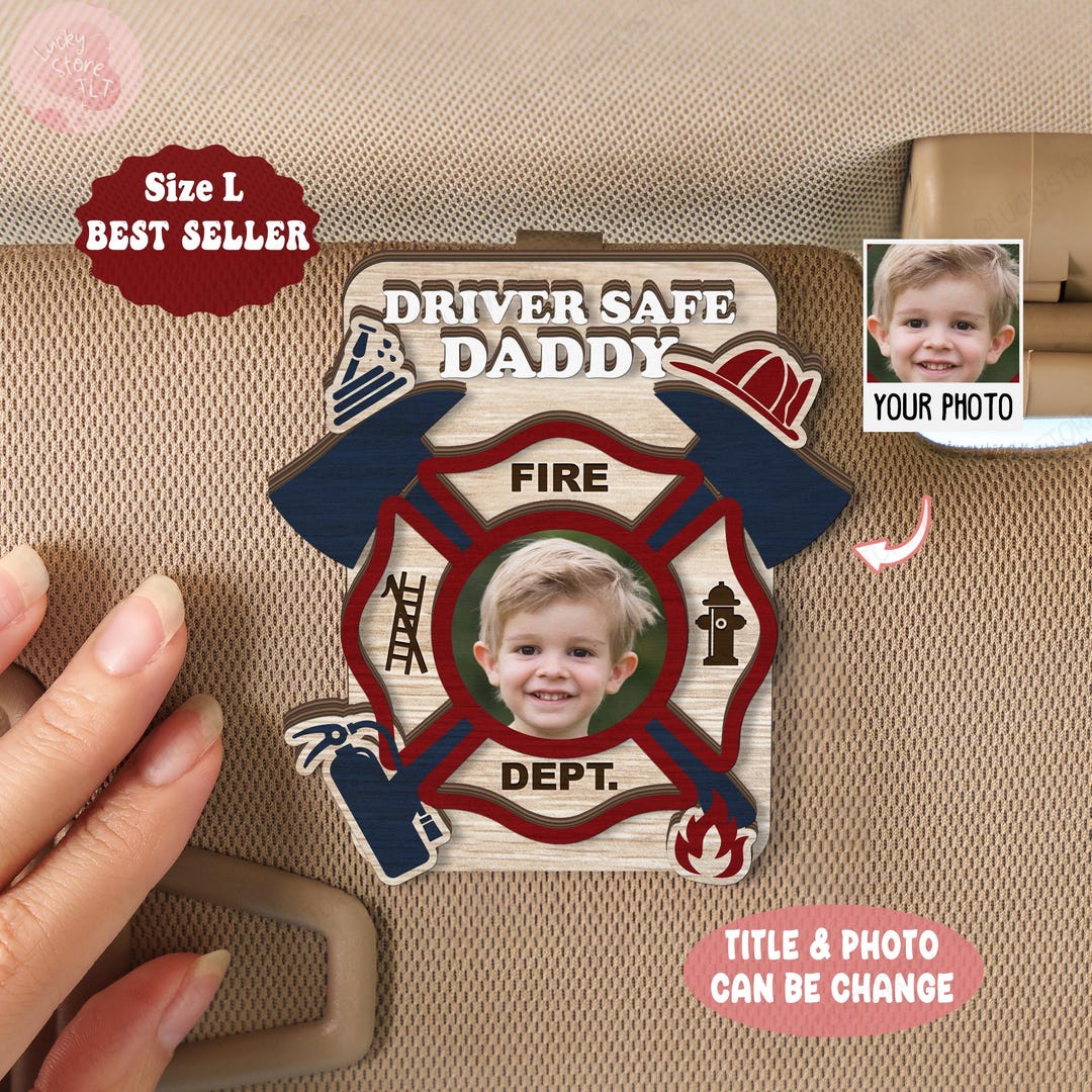 Personalized Drive Safe Daddy Firefighter Badge Car Visor Clip, Custom ...
