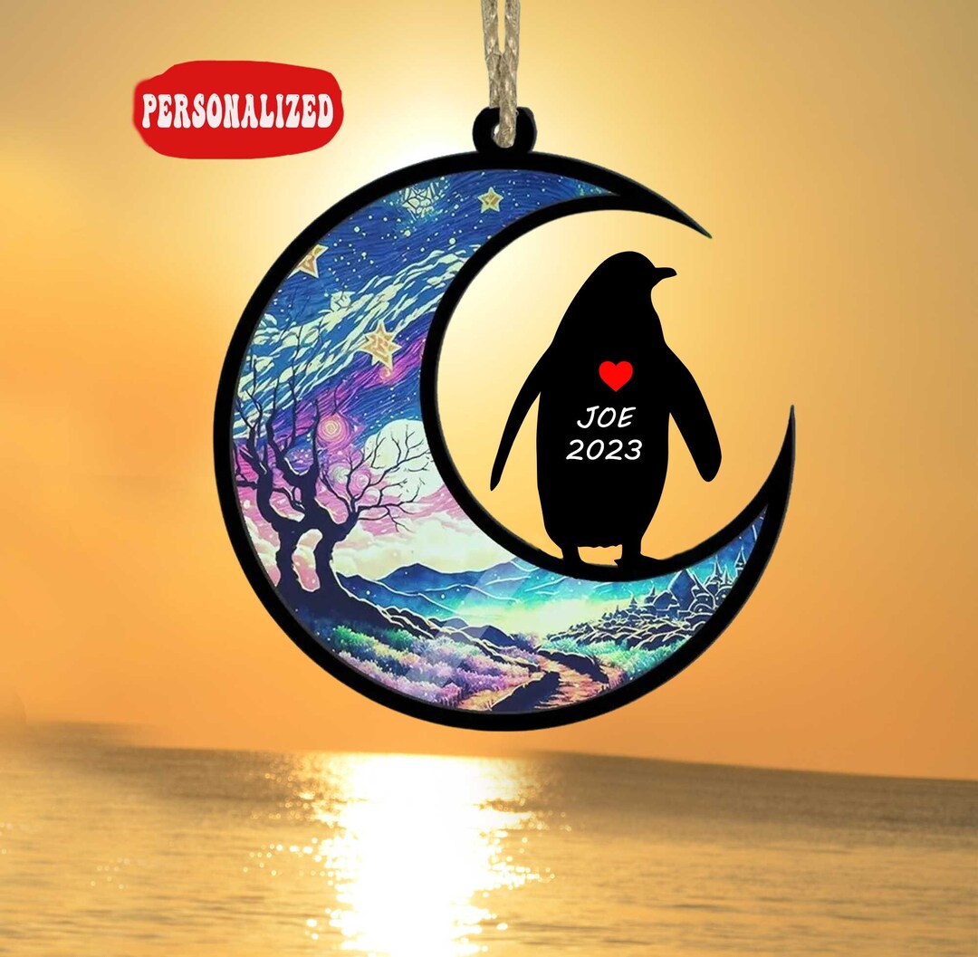 Penguin Memorial Suncatcher, Pet Loss Suncatcher, Bereavement Penguin ...