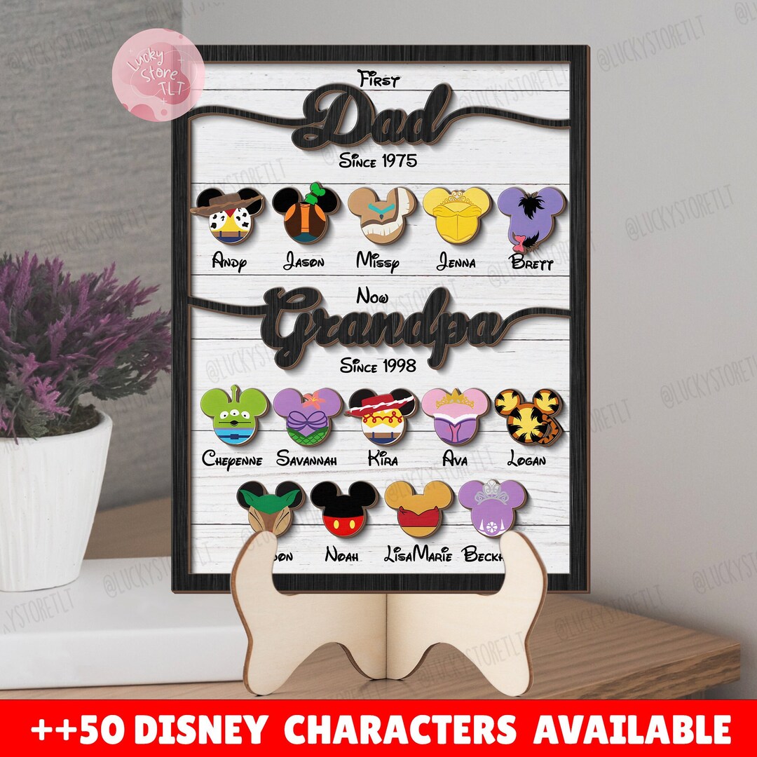 Personalized Disney First Dad Now Grandpa Ever Sign, Custom Disney ...
