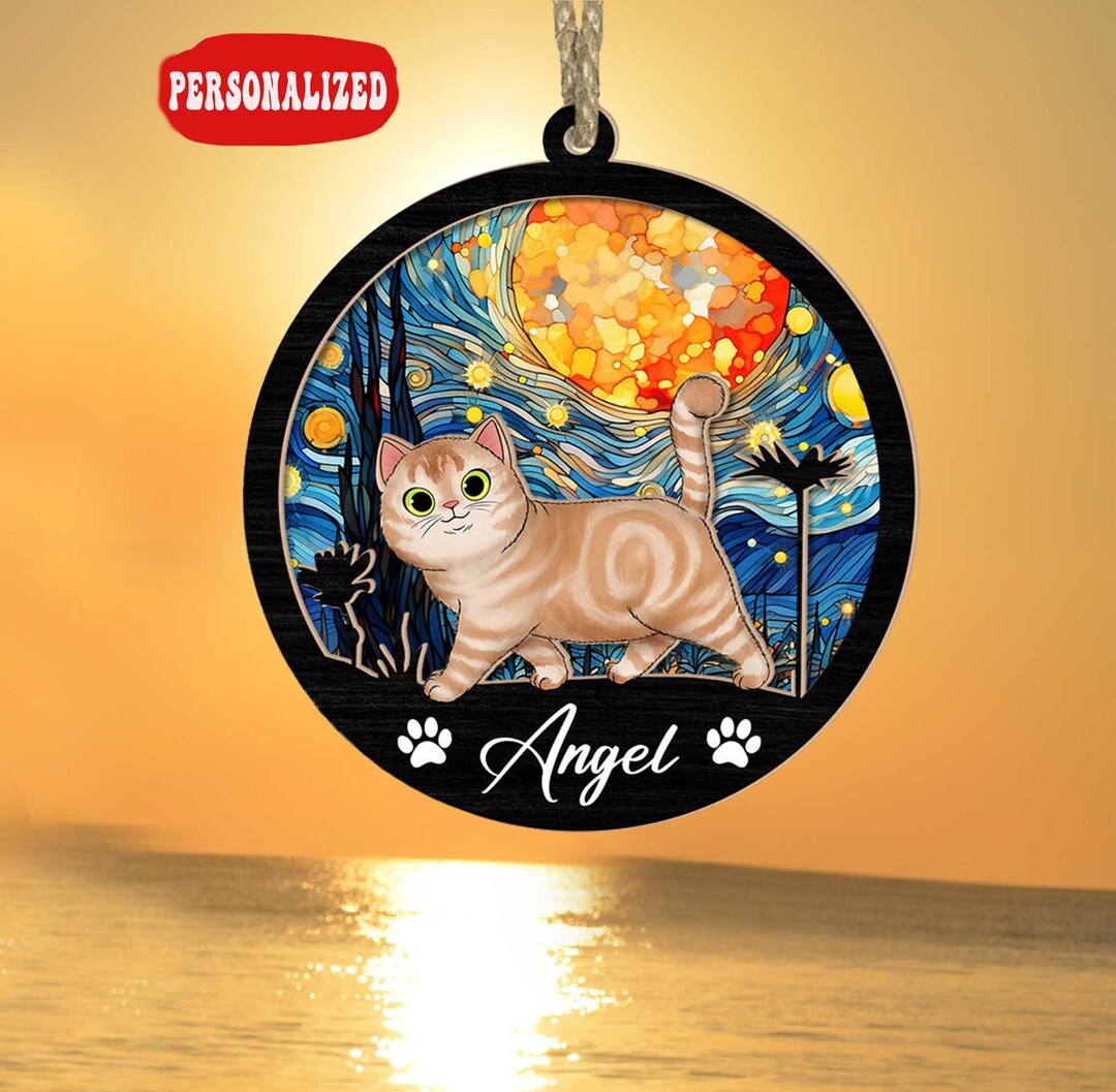 Custom Cat Suncatcher Personalized Ornament, Pet Christmas Ornament ...
