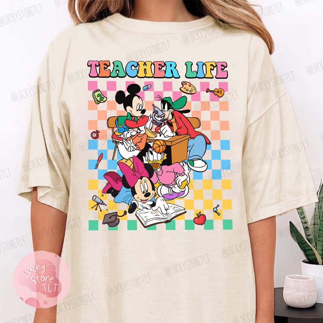 Disney Teacher Life Checked Shirt, Retro Mickey Teacher Shirt, Teacher ...