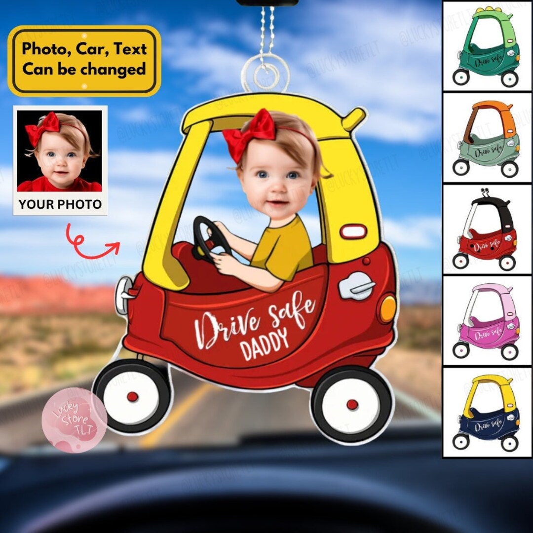Custom Car Photo Ornament, Drive Safe Daddy Car Hanger, Drive Safe ...