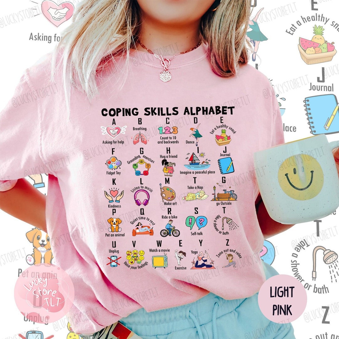 ABC Coping Skills, Coping Skill Alphabet Shirt, School Counselor Shirt ...