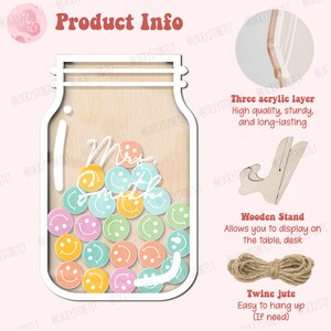 Personalized Teacher Cute Smiley Face Reward Jar, Colorful Classroom ...