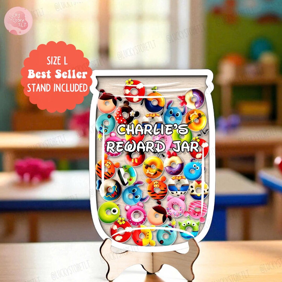 Custom Disney Donut Reward Jar for Kids, Back to School Gift, Cute ...