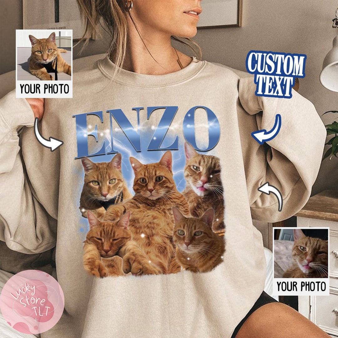 Custom Pet Bootleg Shirt, Custom Retro Cat Bootleg Shirt,custom Photo ...