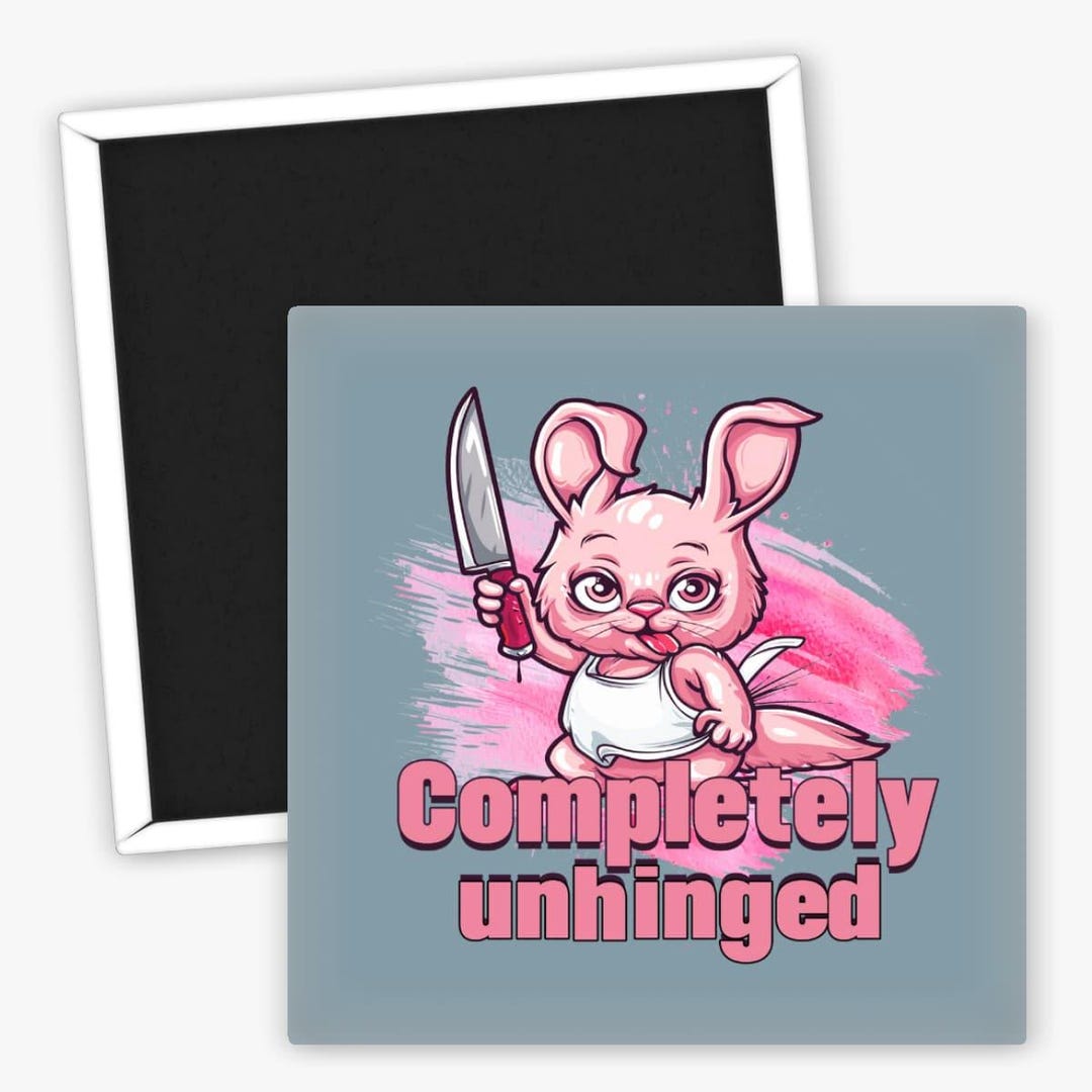 Fridge Magnet Unhinged Cute Bunny With Knife – Funny Fridge Decoration ...