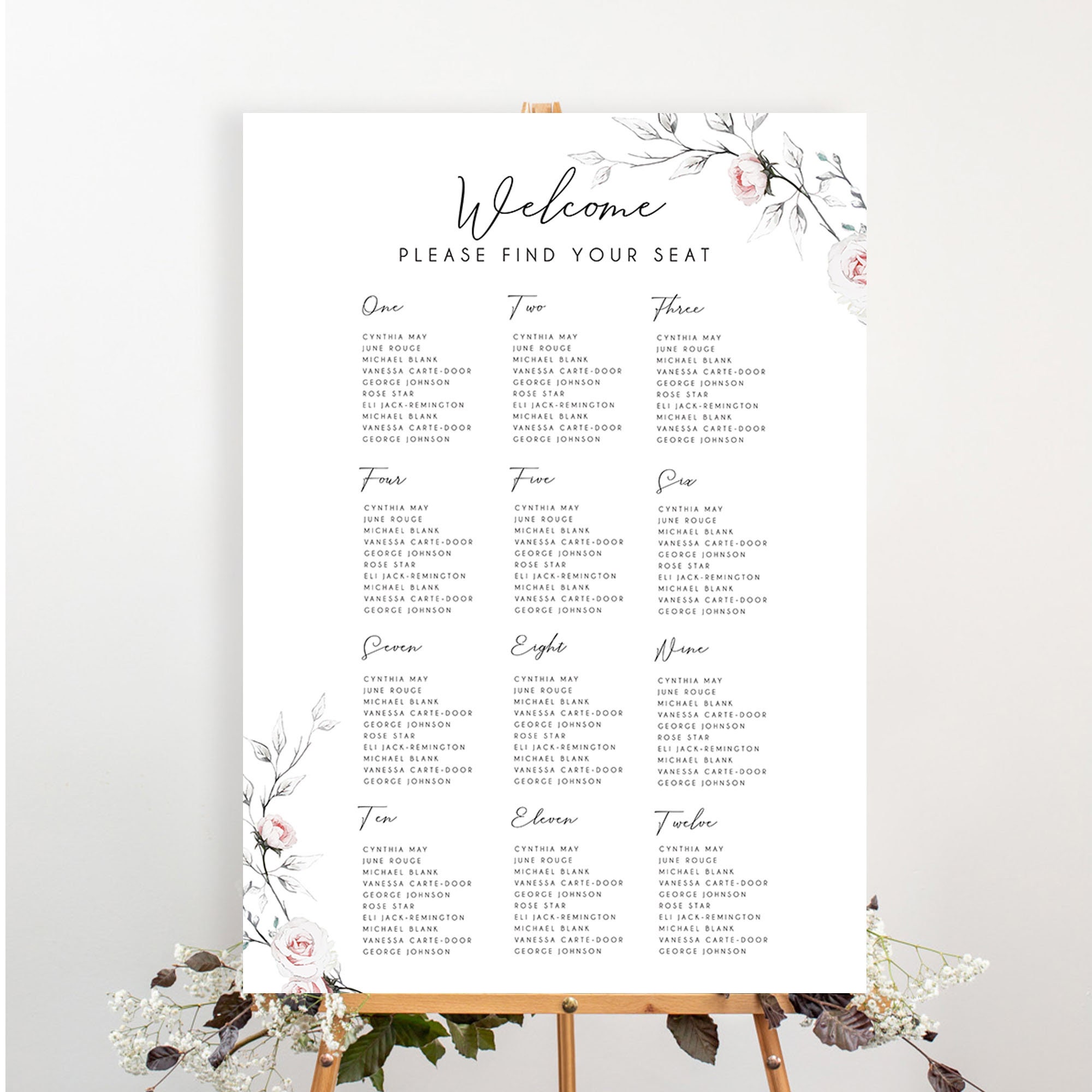 Florescence Wedding Seating Chart for Modern Minimalist Wedding Custom ...