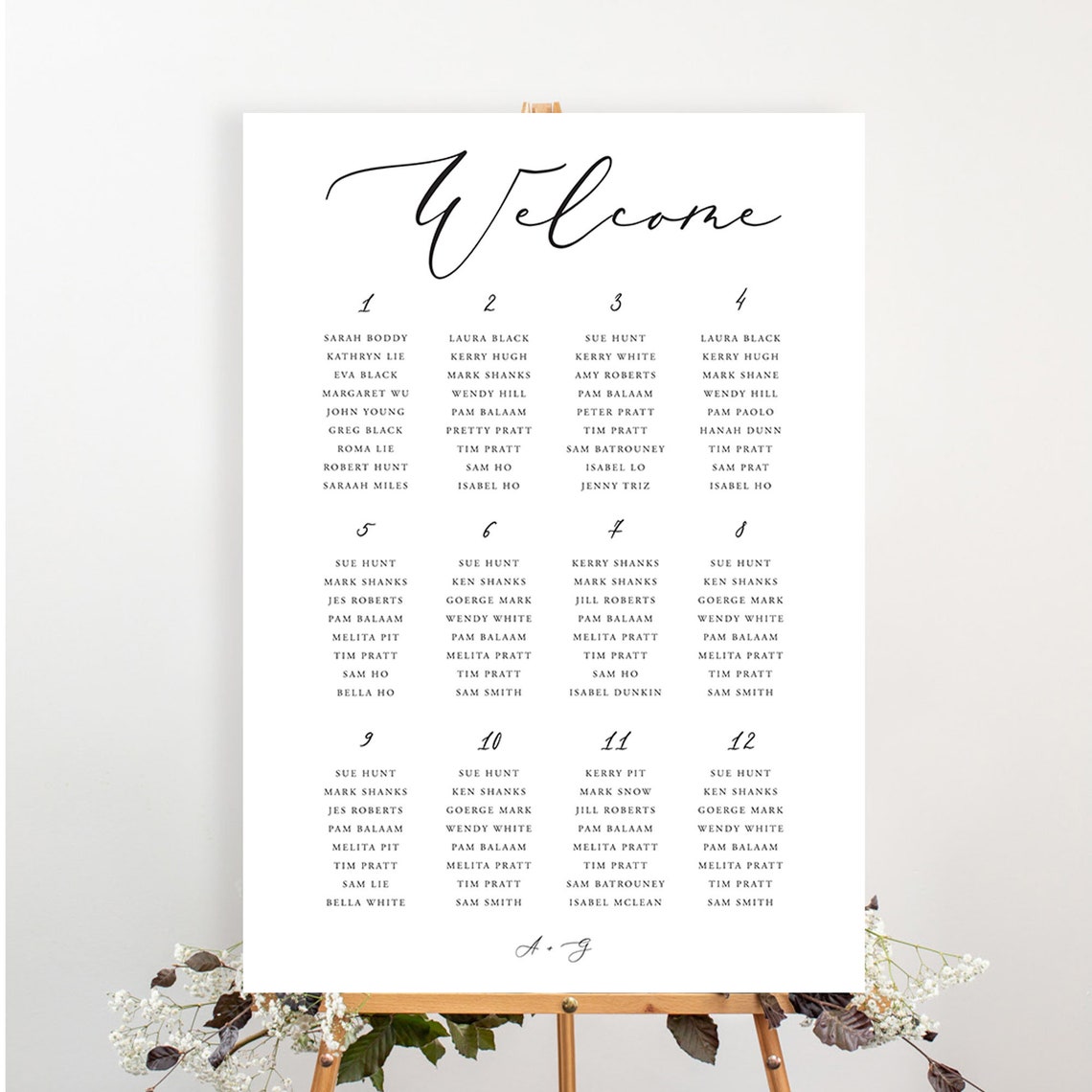 Minimal Wedding Seating Chart for Modern Minimalist Wedding Custom ...