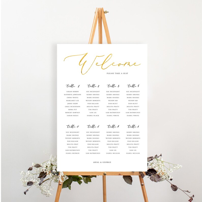 Minimal Wedding Seating Chart for Modern Minimalist Wedding | Custom ...