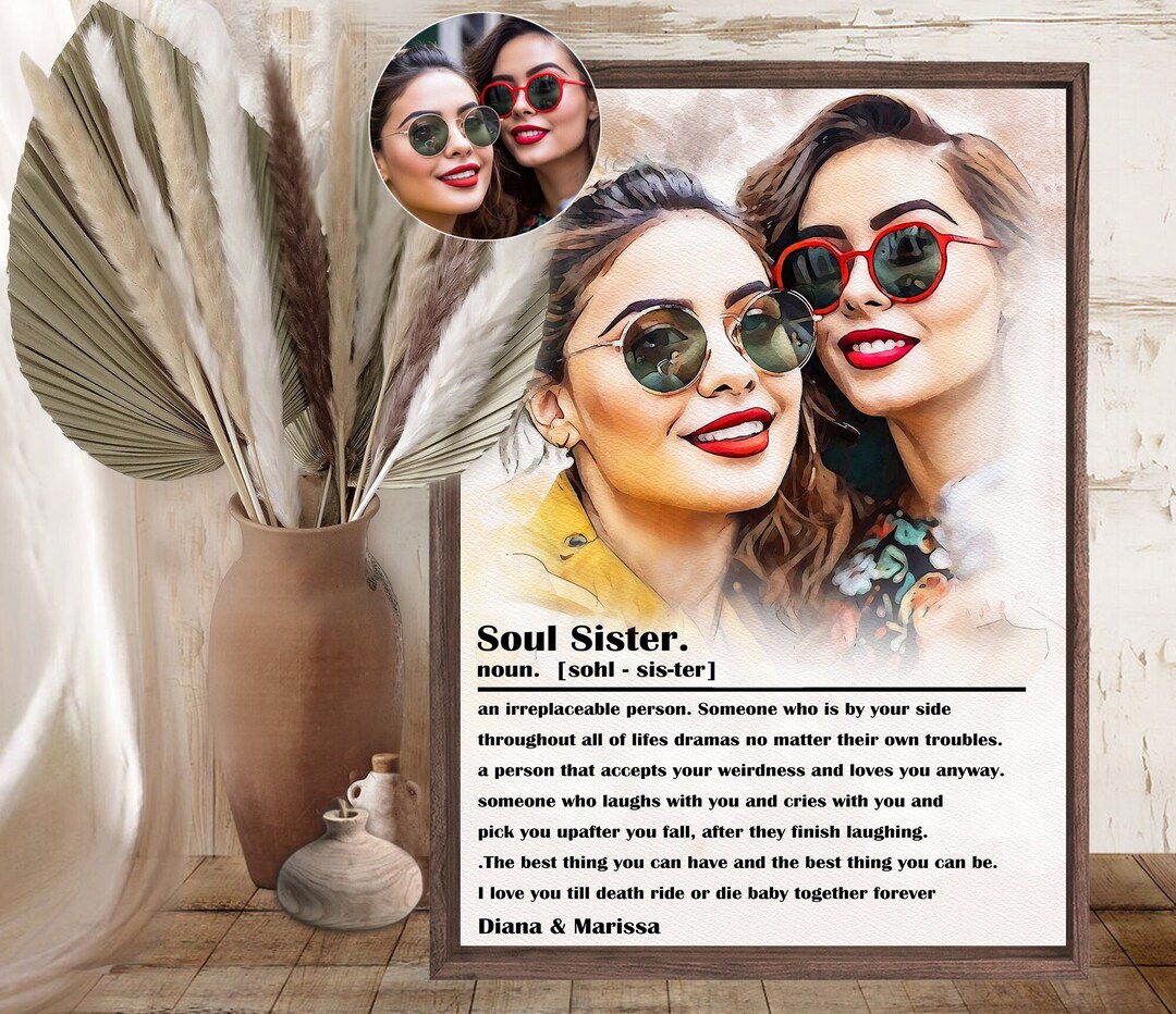 Best Friend Gift Custom Portrait Personalized Gift for Women Best ...