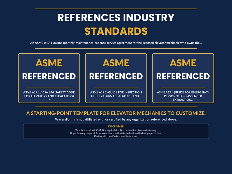 Elevator Service Contract Template | ASME A17.1-aware Maintenance ...