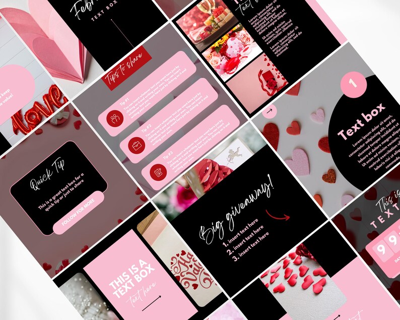 Valentines Day Instagram Templates Dark Valentine Social Media ...