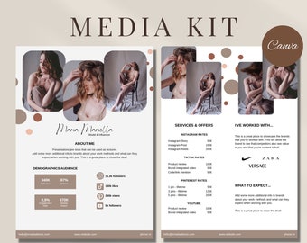 2 Page Media Kit Canva Template Instagram Media Kit Influencer Rate Sheet Template Blogger Press ...