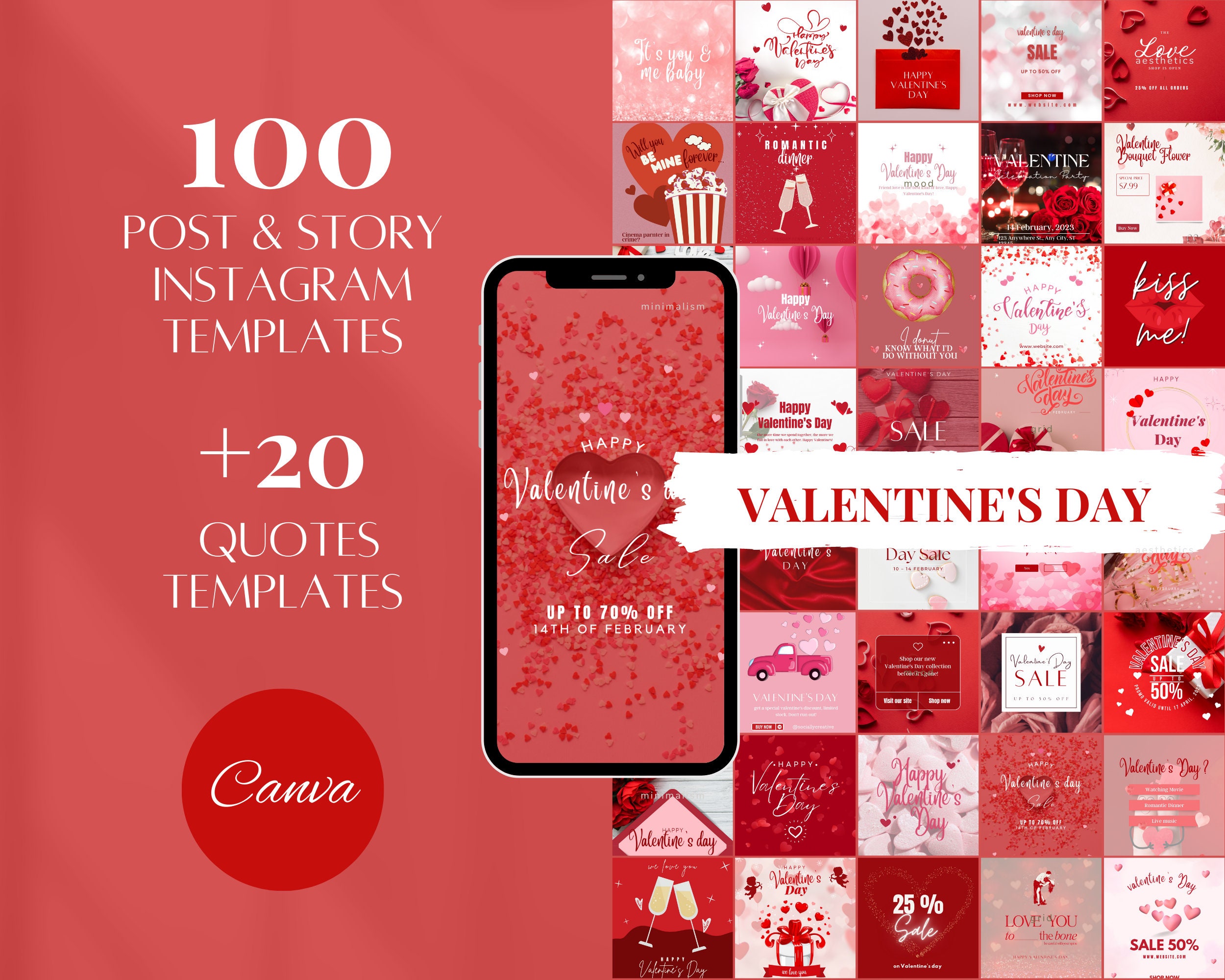 120 Valentines Day Instagram Templates | Red Social Media Templates ...