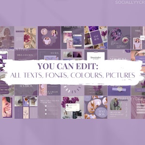 Purple Instagram Templates Lilac Social Media Canva Templates Purple ...