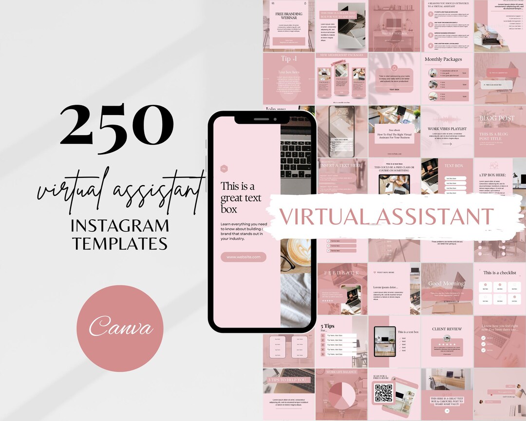 Pink Virtual Assistant Instagram Template Virtual Assistant Social ...