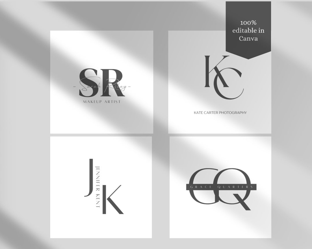 Editable Logo Design Template Grey Canva Business Logo White ...