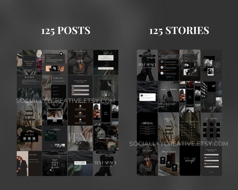 Black Instagram Templates Social Media Growth Dark Instagram Engagement ...